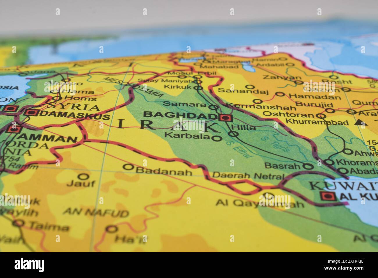 Baghdad, Iraq of the World Map. Close up and selective focus Stock Photo - Alamy