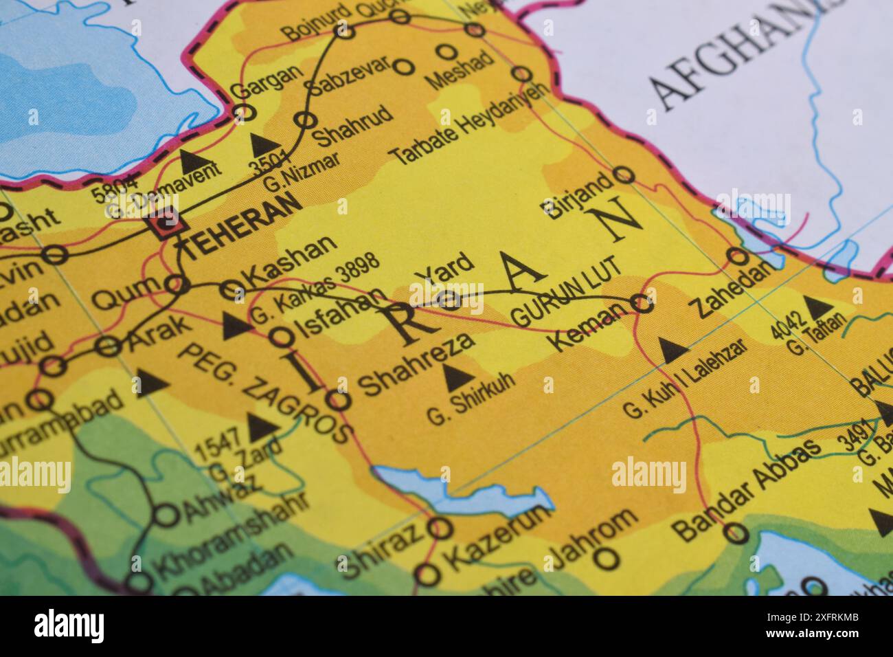 Iran of the World Map. Close up and selective focus Stock Photo - Alamy