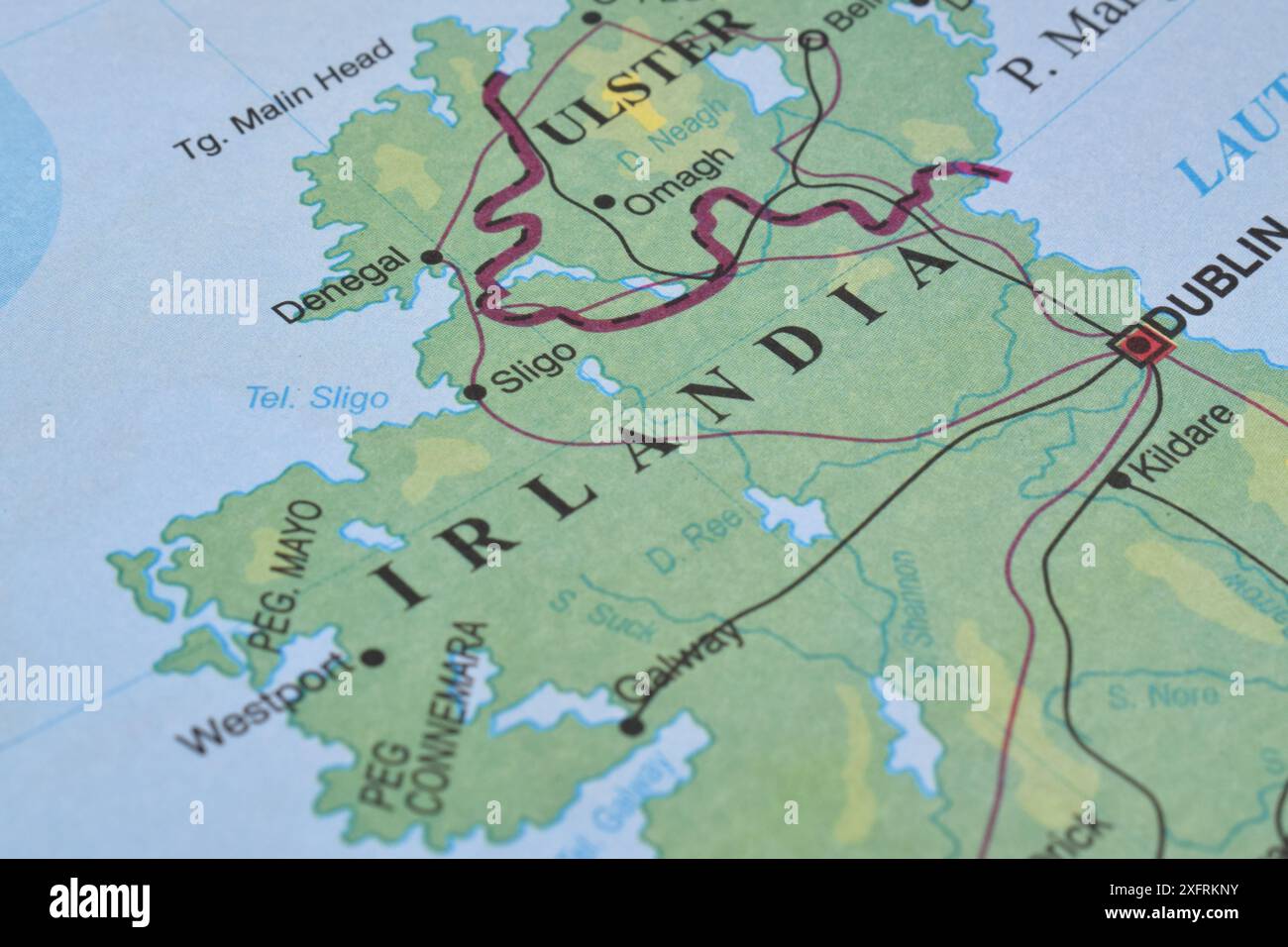 Ireland of the World Map. Close up and selective focus Stock Photo - Alamy