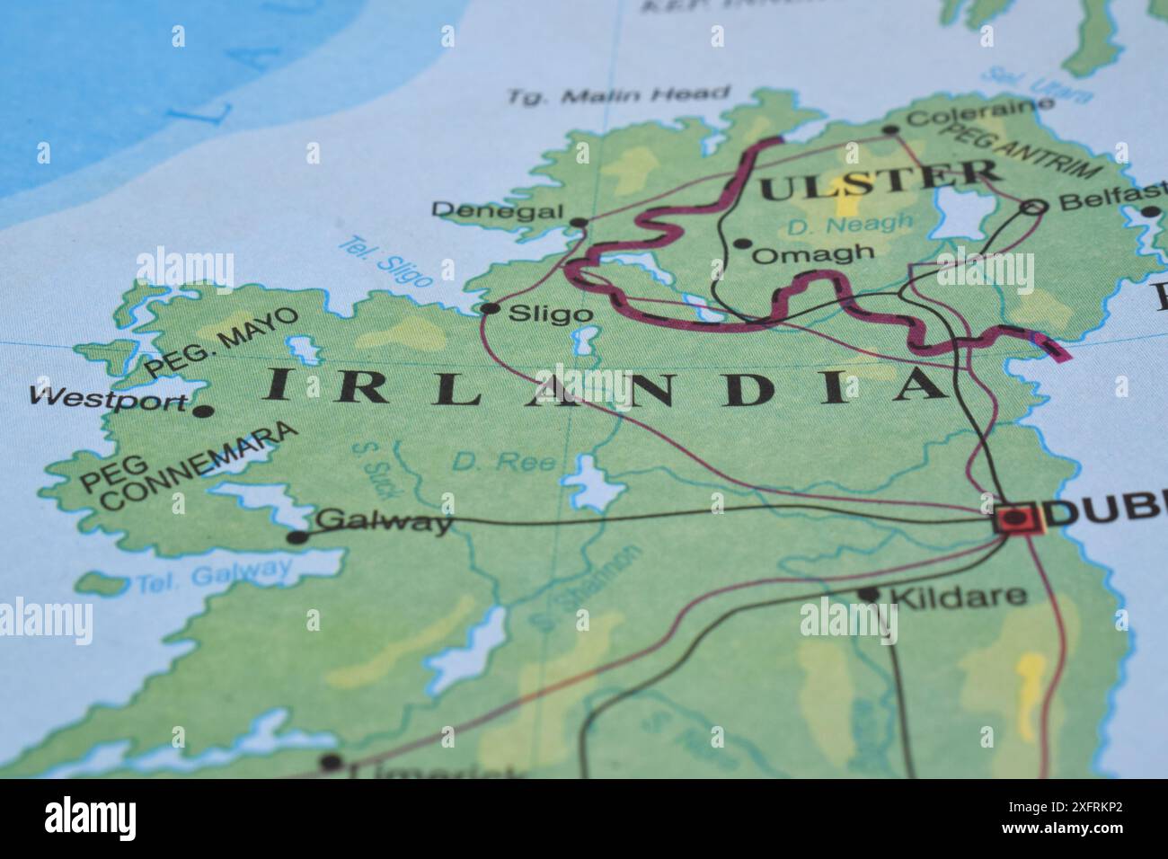 Ireland of the World Map. Close up and selective focus Stock Photo - Alamy