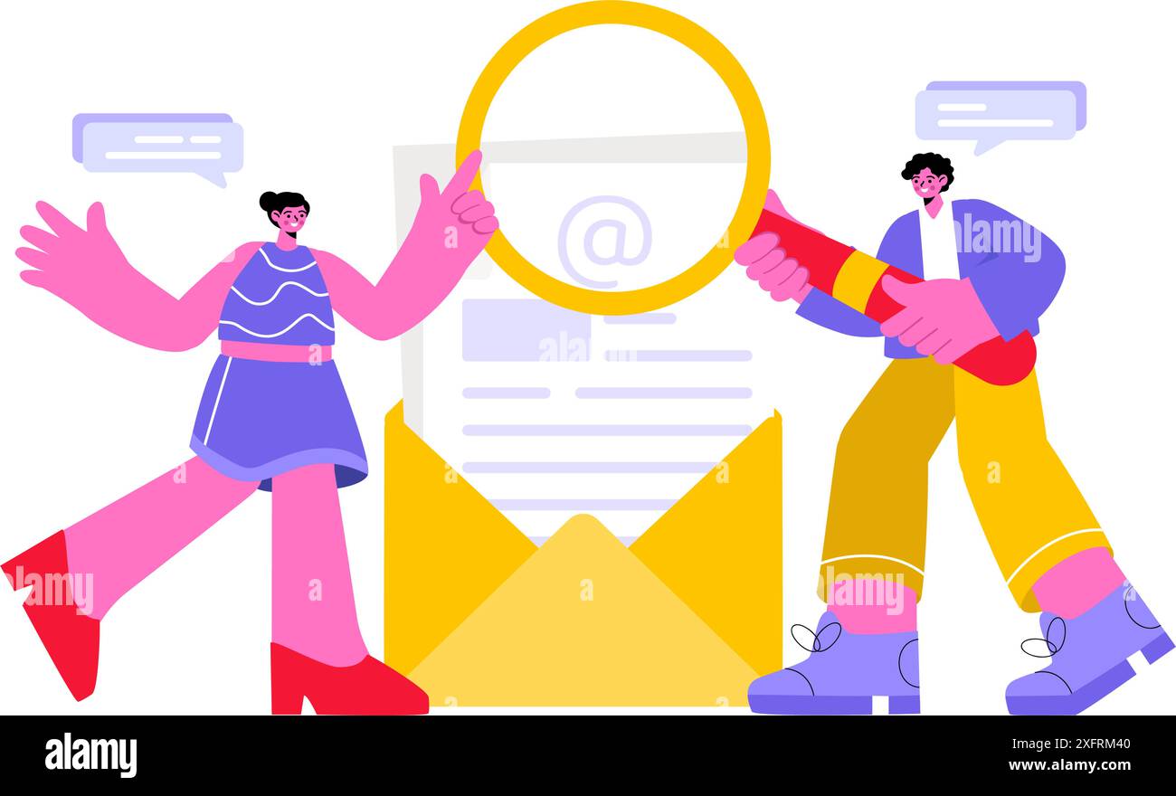Email Service Vector Illustration with File Correspondence Delivery ...