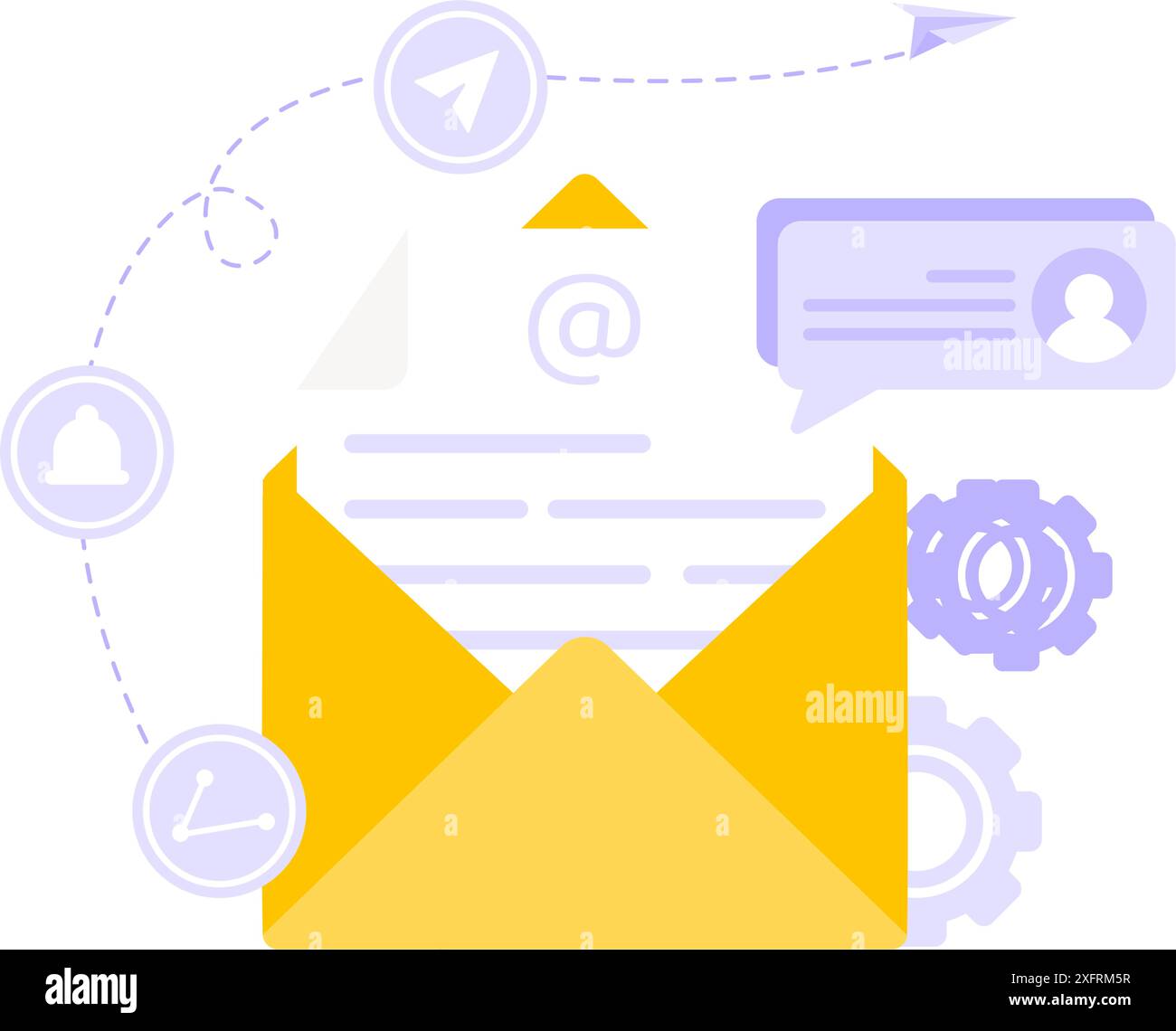Email Service Vector Illustration with File Correspondence Delivery ...