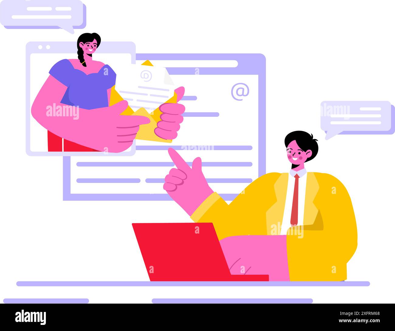 Email Service Vector Illustration with File Correspondence Delivery ...