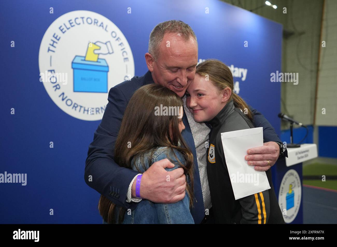 Sinn Fein MP for Mid Ulster Cathal Mallaghan celebrates his election ...