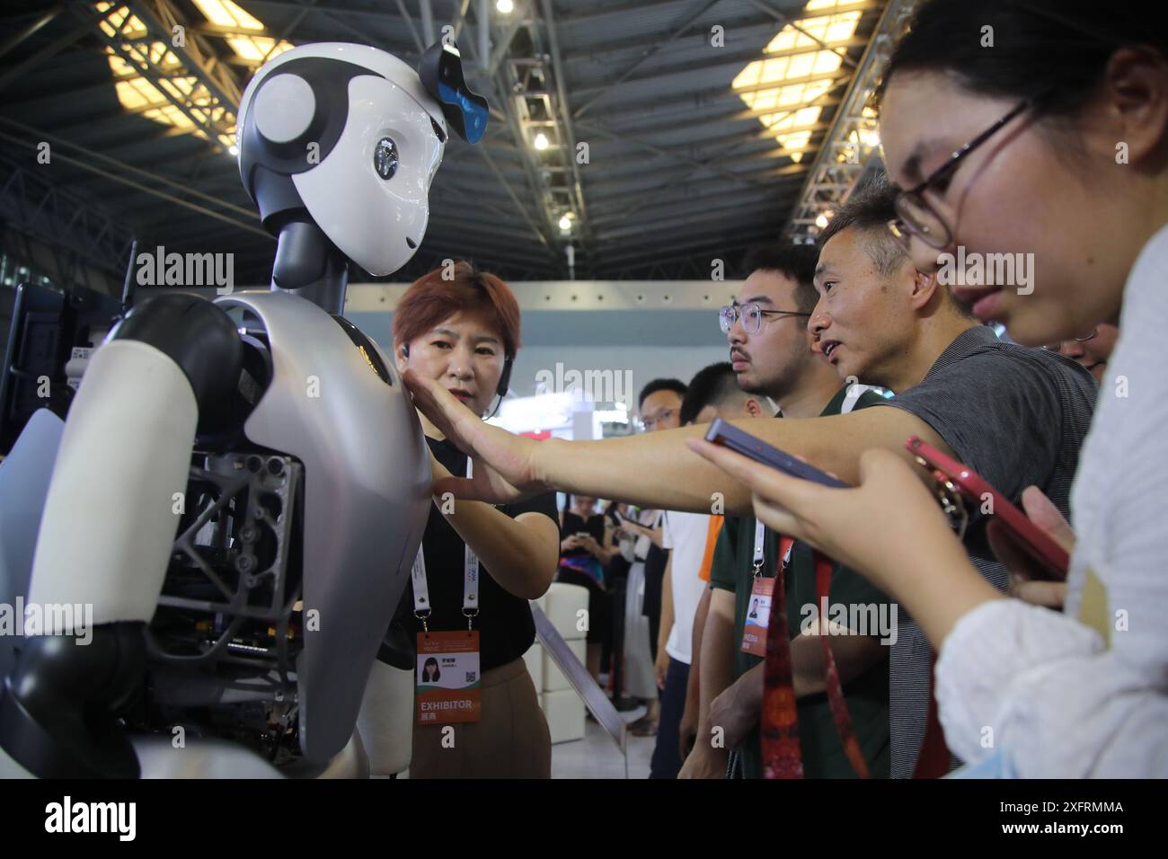 SHANGHAI, CHINA.JULY 04,2024.DEEP Robotics' quadruped robot shows stairs climbing skills during ...