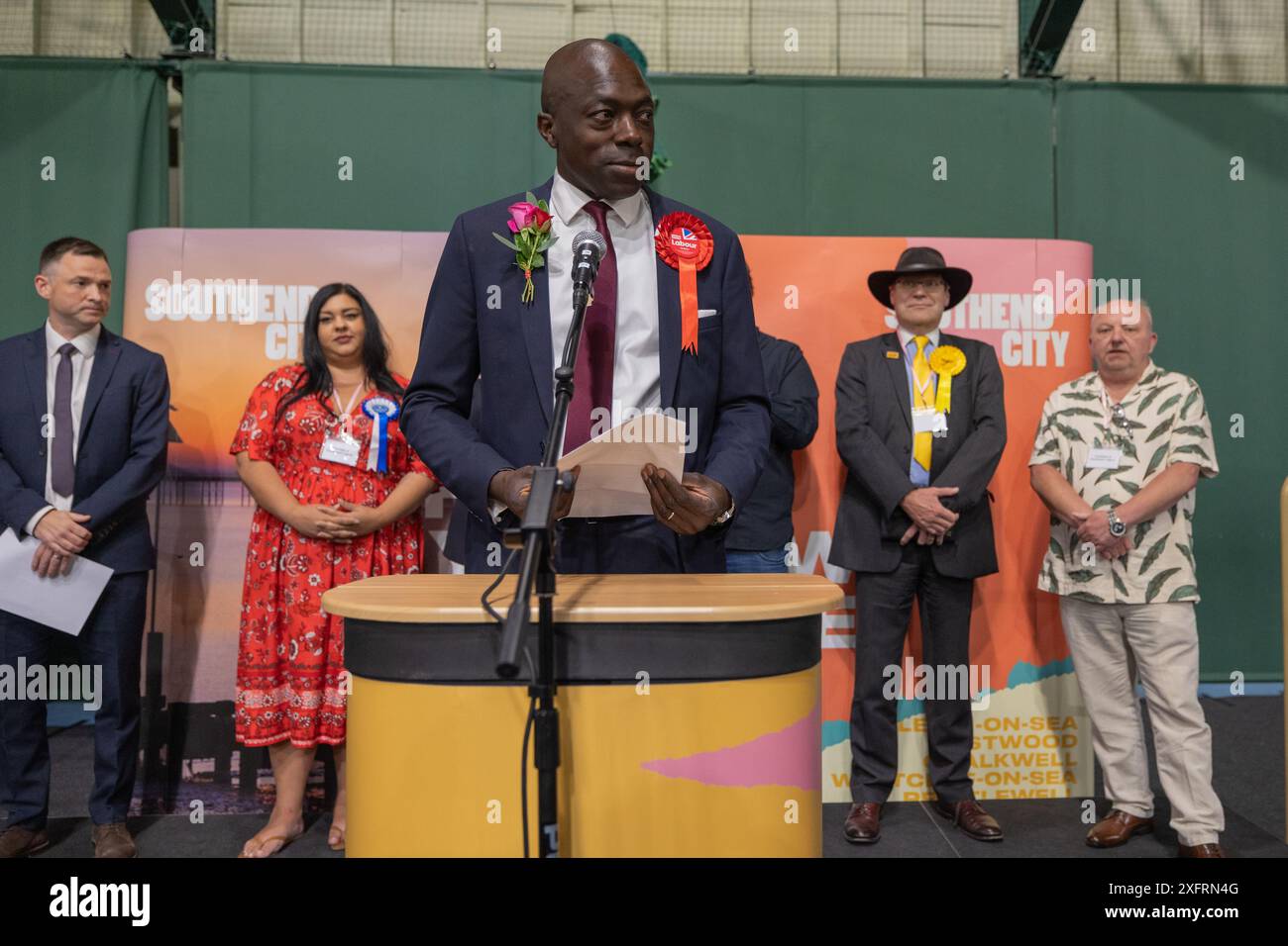 Southend on Sea, UK. 5th July 2024. Bayo Alaba, Labour Party, wins ...