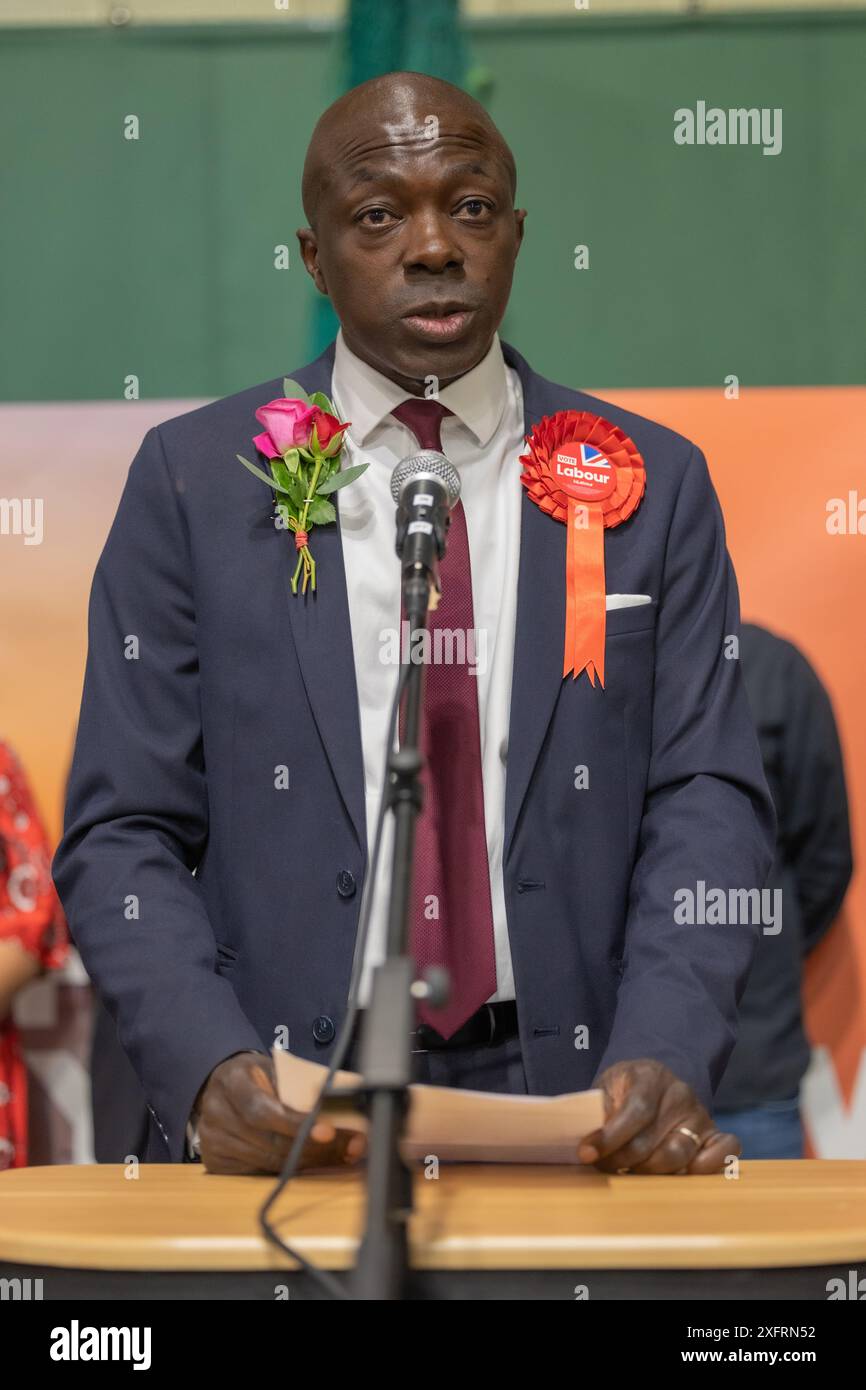 Southend on Sea, UK. 5th July 2024. Bayo Alaba, Labour Party, wins ...