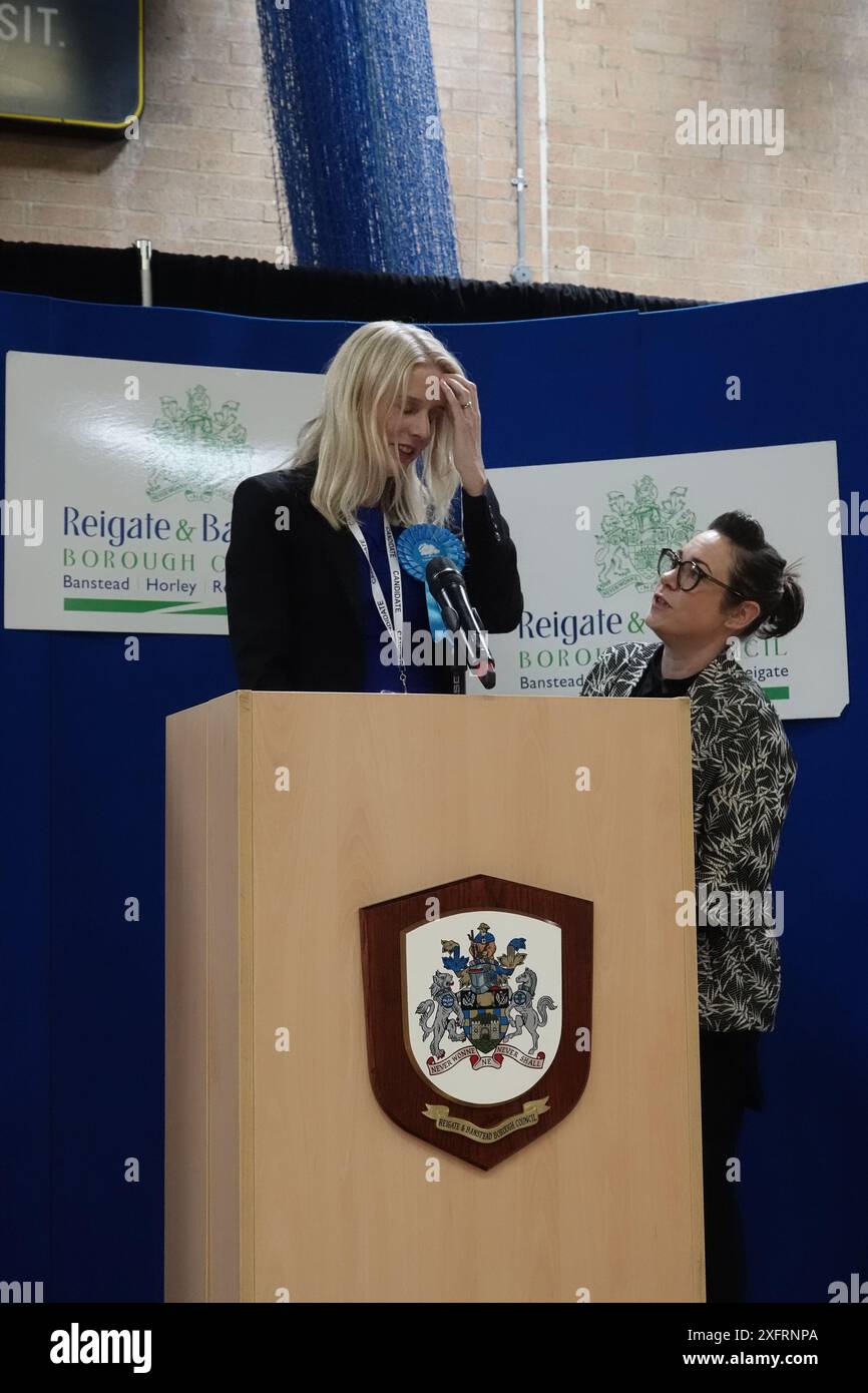 Reigate, Surrey, UK. 4th July, 2024. Rebecca Paul, the Conservative ...