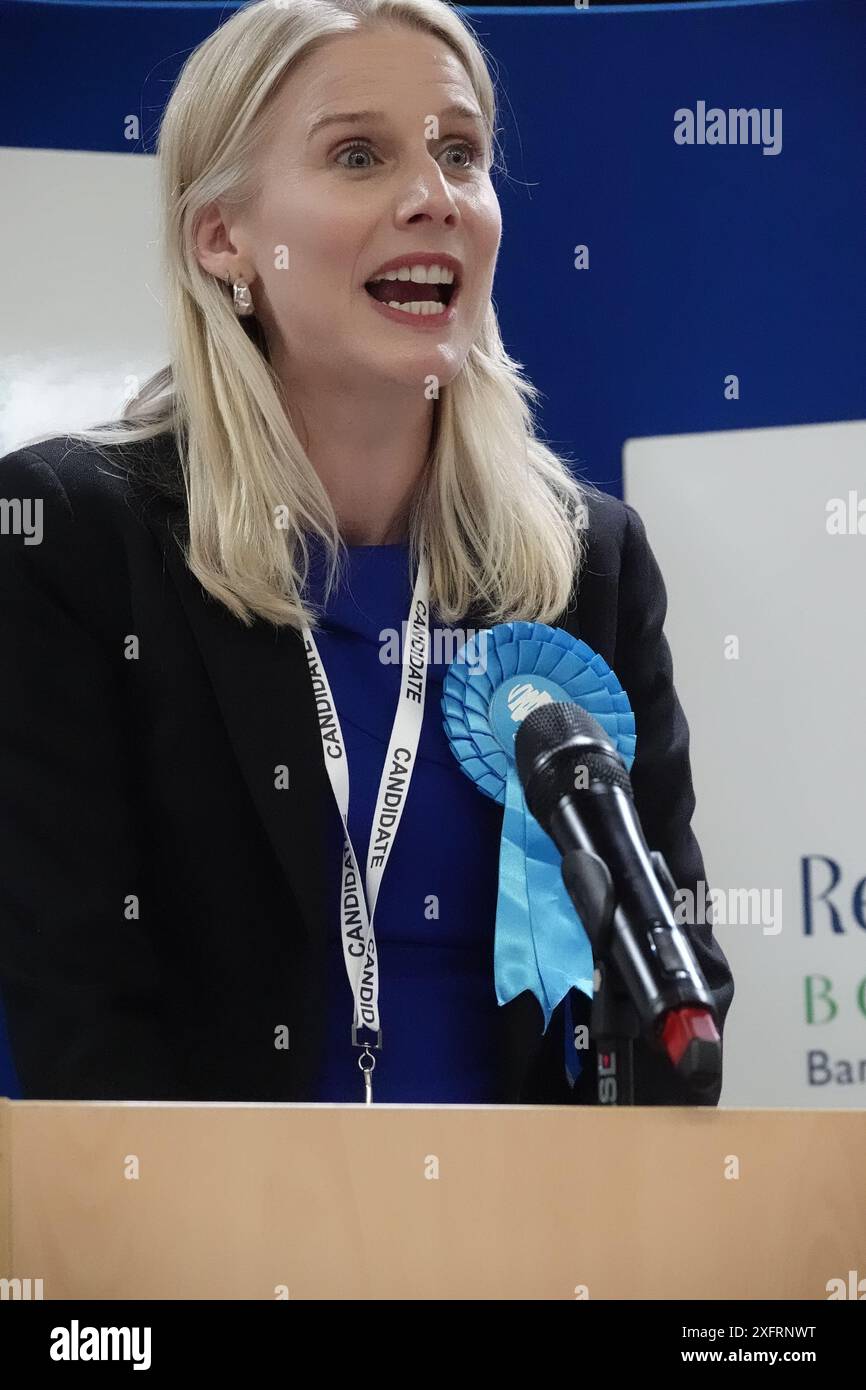 Reigate, Surrey, UK. 4th July, 2024. Rebecca Paul, the Conservative ...