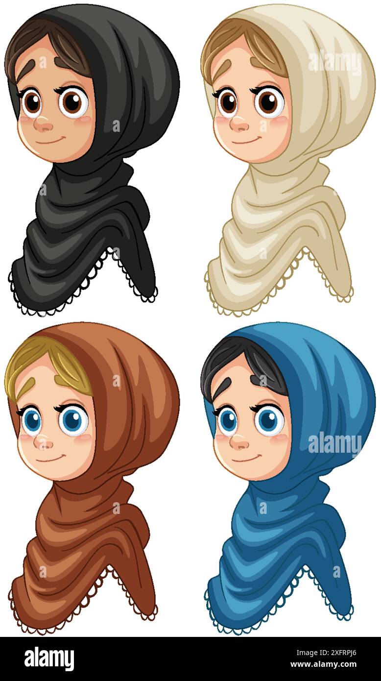 Four variations of a Muslim girl character Stock Vector Image & Art - Alamy