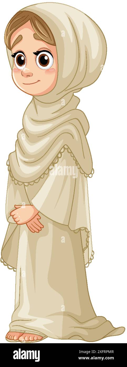 Illustration of a young girl in traditional attire Stock Vector Image ...