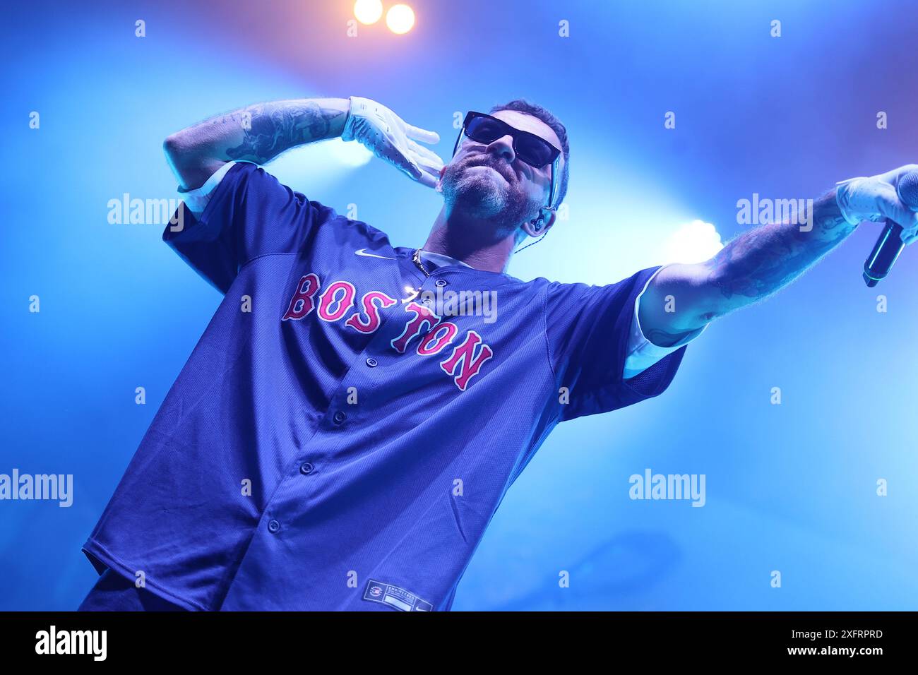 Italians rappers Salmo and Noyz Narcos on stage during the Hellrsaisers ...