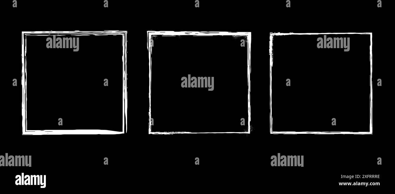 Grunge square frames set. Different paint brushed borders collection ...