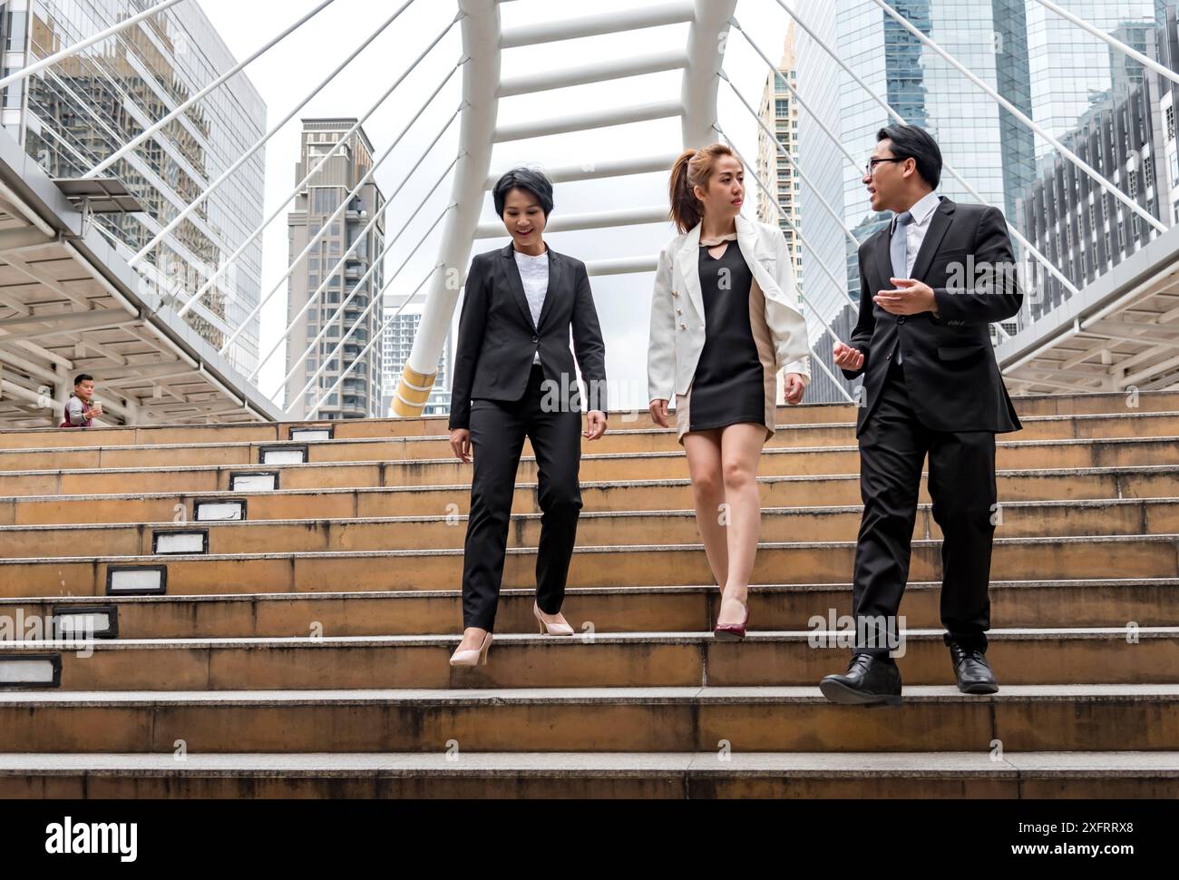 Crowd business people walking go to work in modern city life to working ...