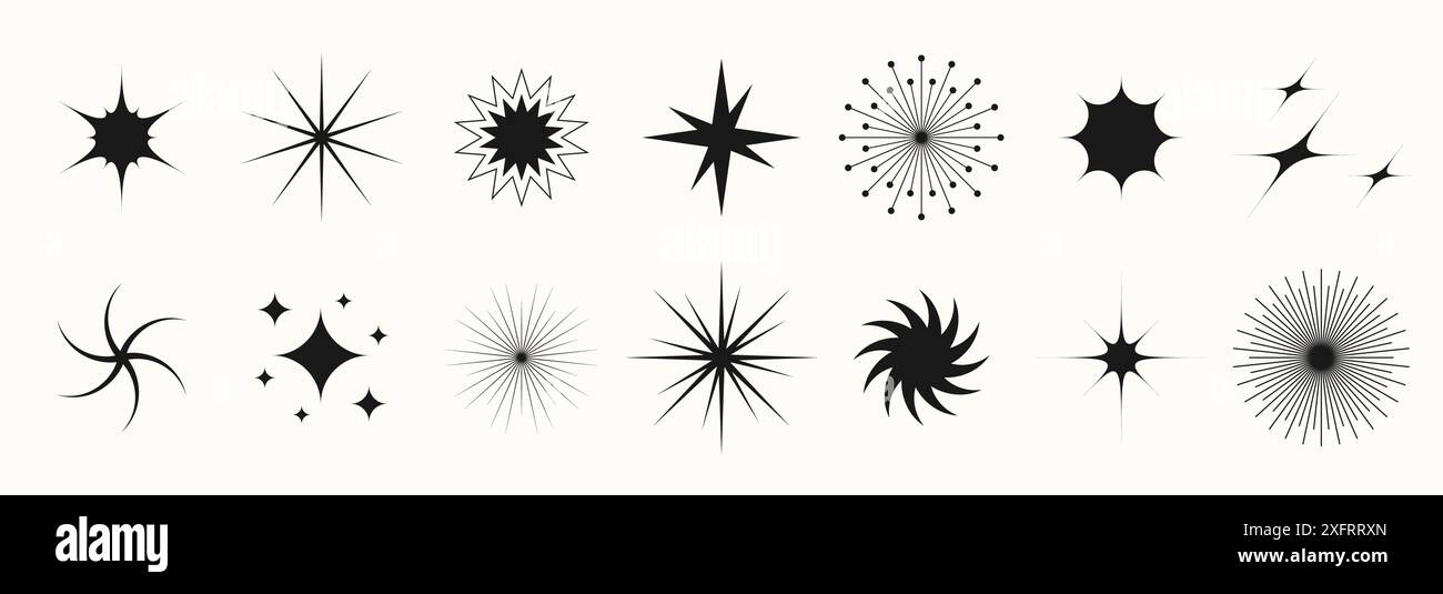 Blinking stars, sparks and sparkles set. Shining twinkle shapes ...