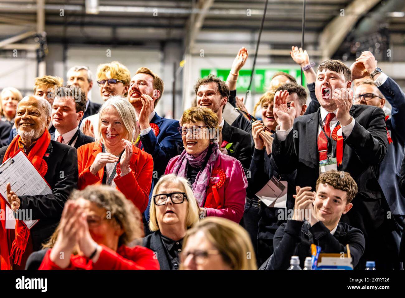 Edinburgh, United Kingdom. 05 July, 2024 Pictured: Labour supporters ...