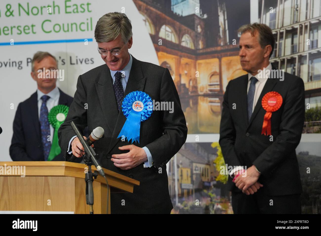 Senior Conservative Sir Jacob Rees-Mogg speaks after losing his North ...