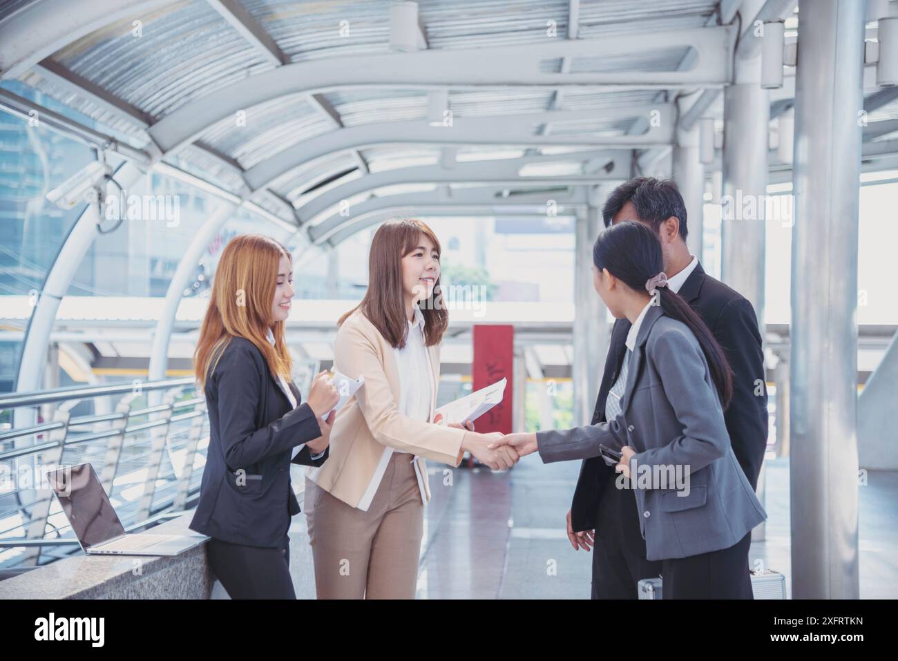 Team Business Partners shaking hands together to Greeting Start up new ...