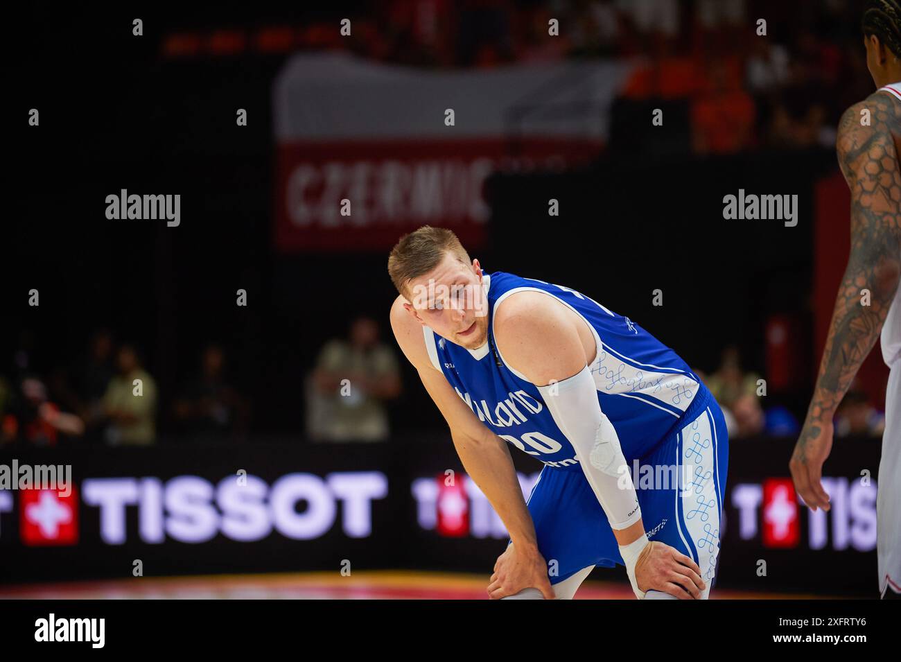 Alexander Madsen from Finland team seen in action during the game ...