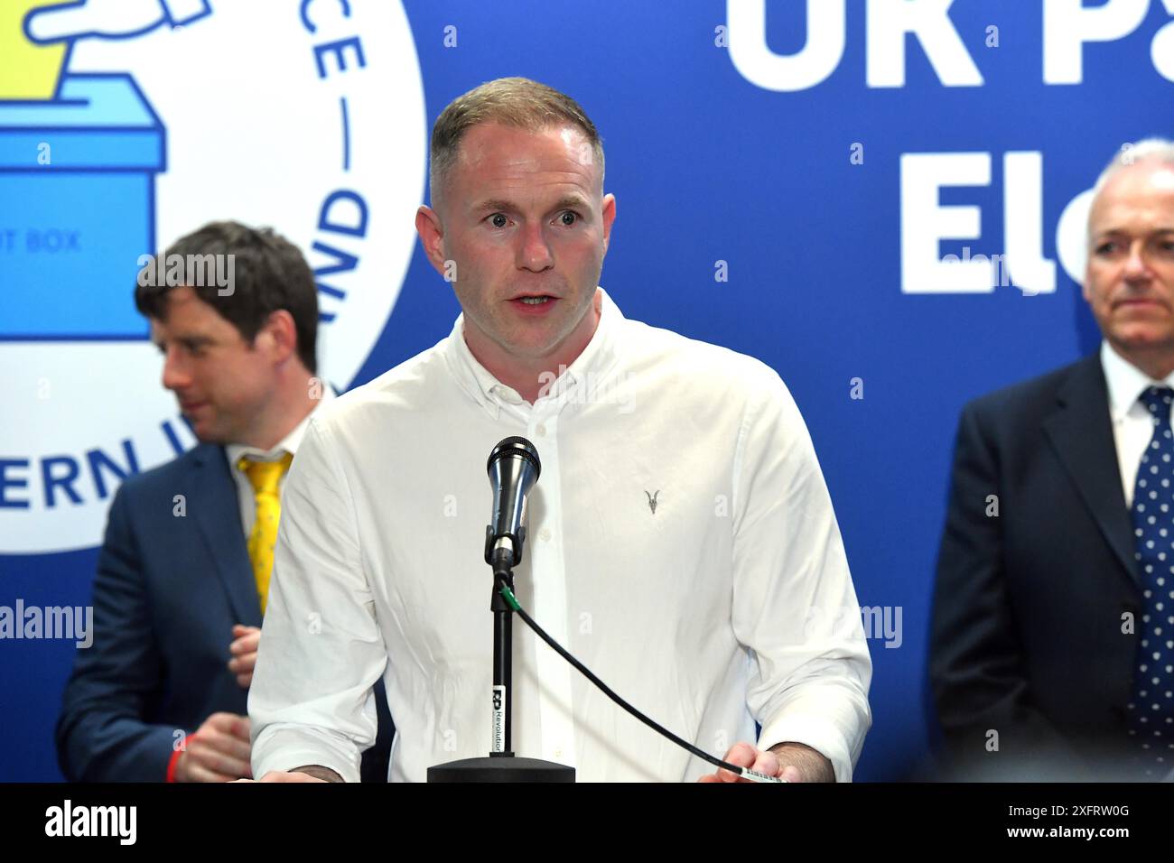 Sinn Fein candidate Chris Hazzard after winning the South Down ...