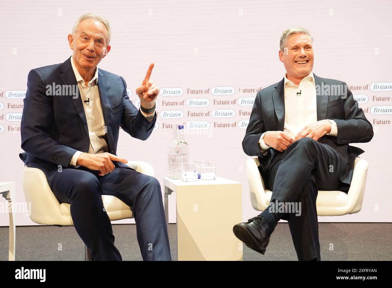 File photo dated 18/07/23 of Tony Blair (left) speaks with Labour ...