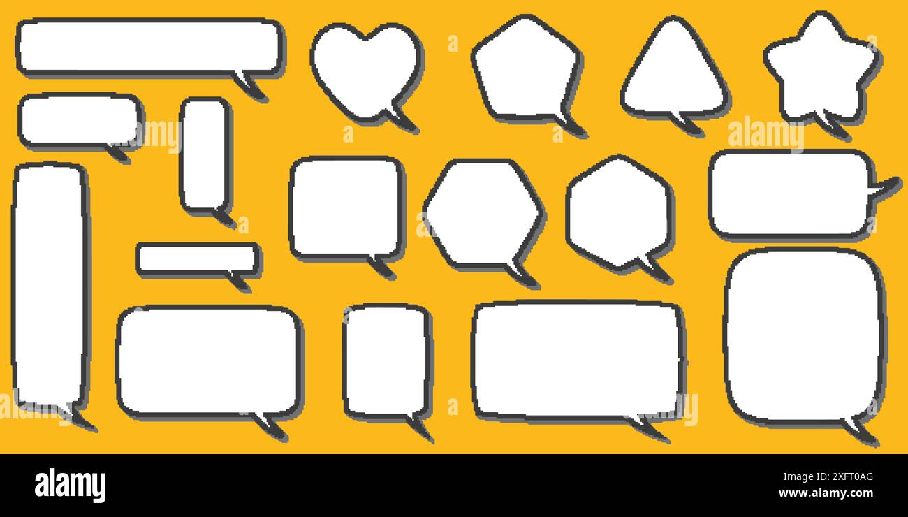 Pixel speech bubbles for game design and chart. Retro chat box for dialog comments and messages ...