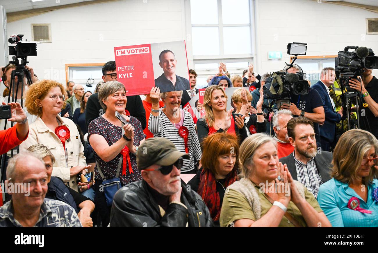 Brighton UK 5th July 2024 - Peter Kyle of the Labour Party wins the ...