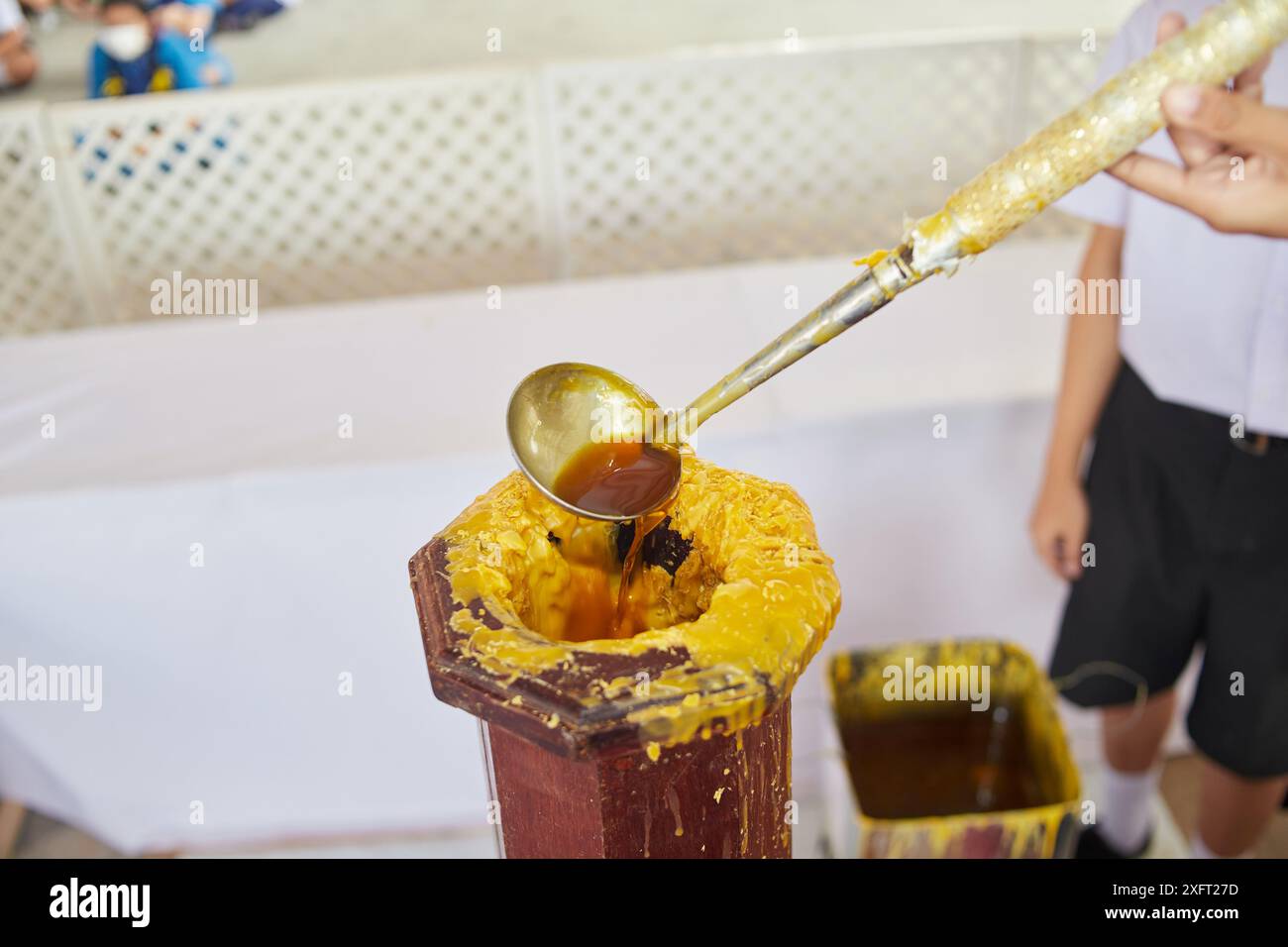 Candle melting ceremony for festival Buddhist Stock Photo - Alamy