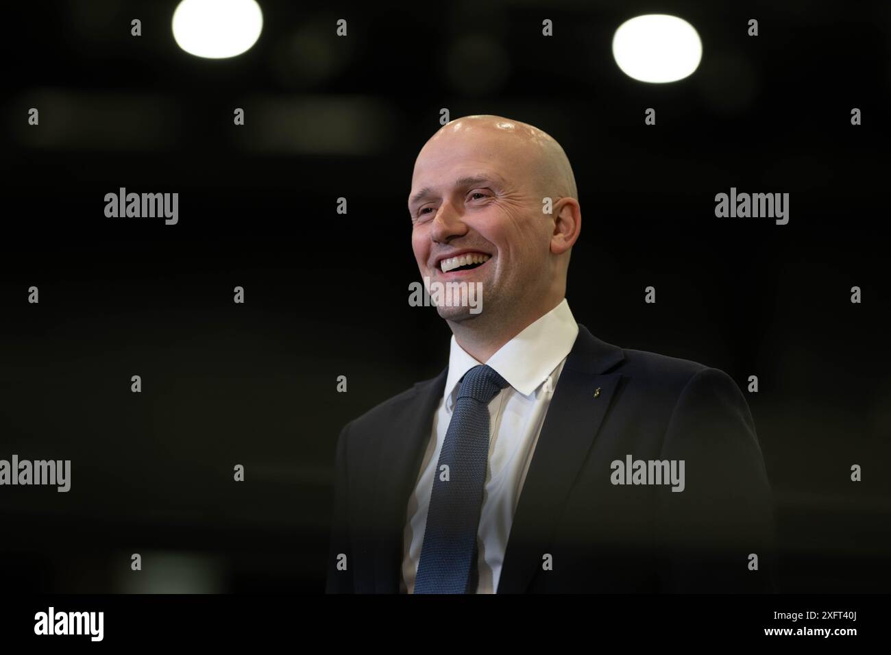 SNP's Westminster leader Stephen Flynn, after being declared the winner ...