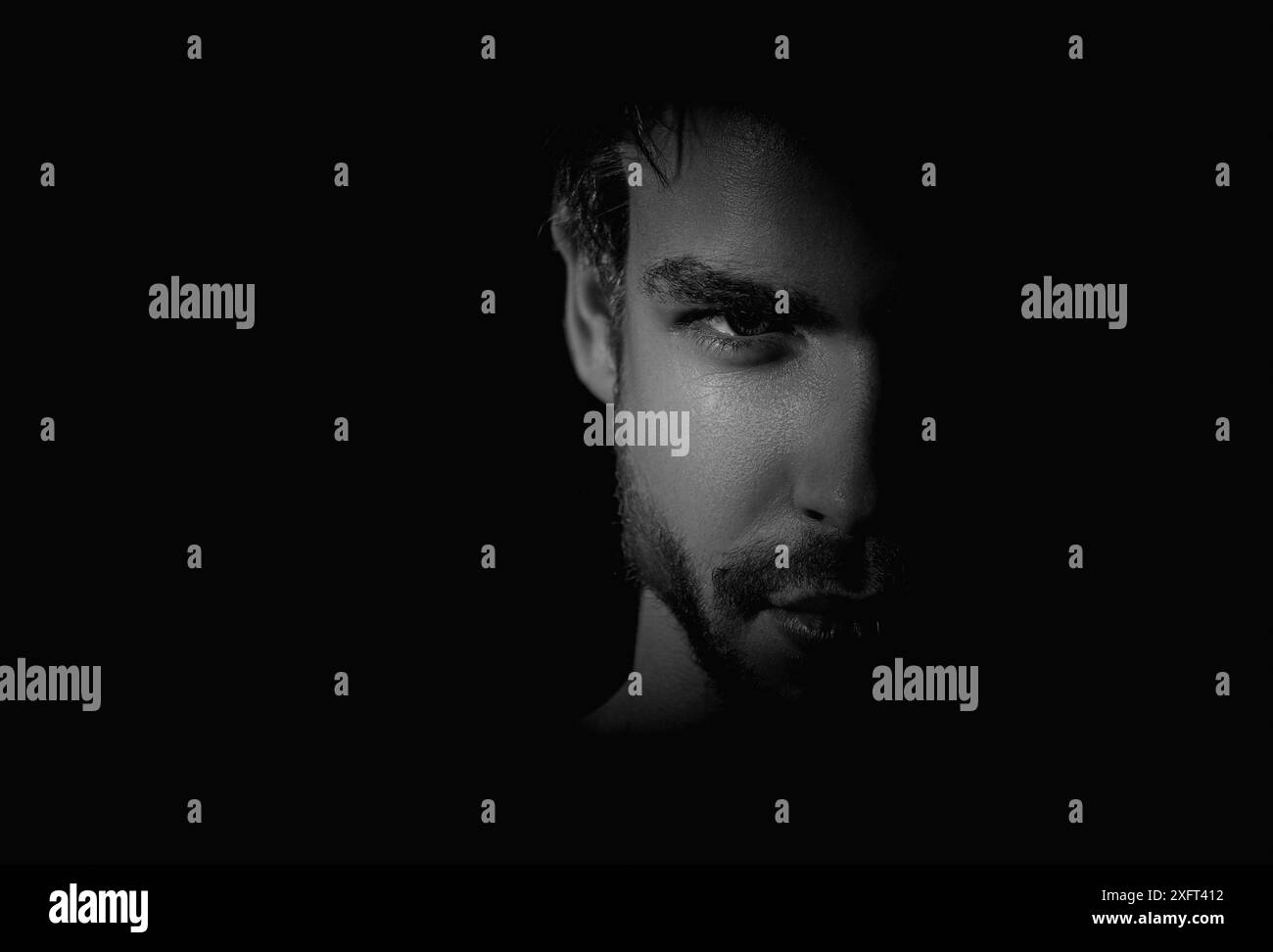 Shadow gangster portrait. Gangster crime young guy. Crime gang members ...