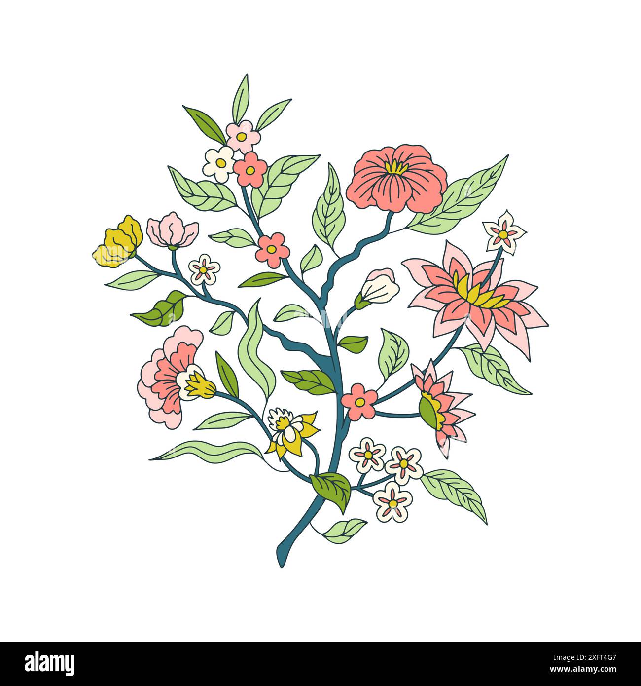 Pink chinoiserie hand drawn motif Stock Vector Image & Art - Alamy