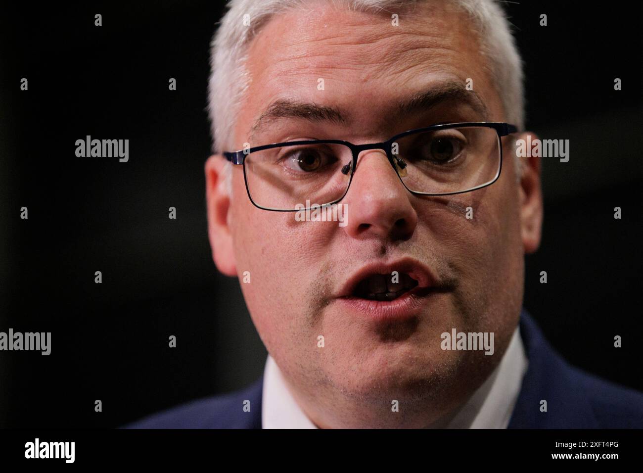 DUP leader Gavin Robinson, at the Titanic Exhibition Centre, Belfast ...