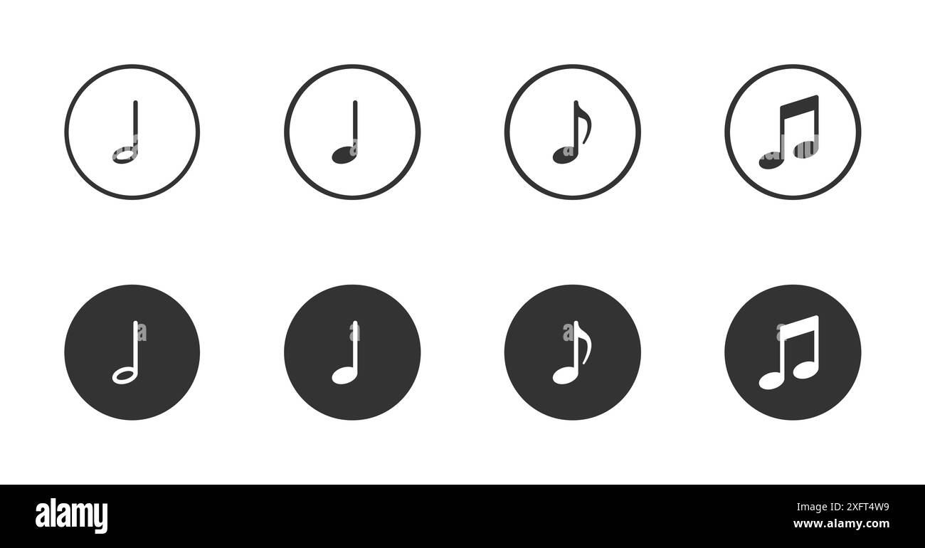 Music notes icons set. Simple symbols for app development and website ...