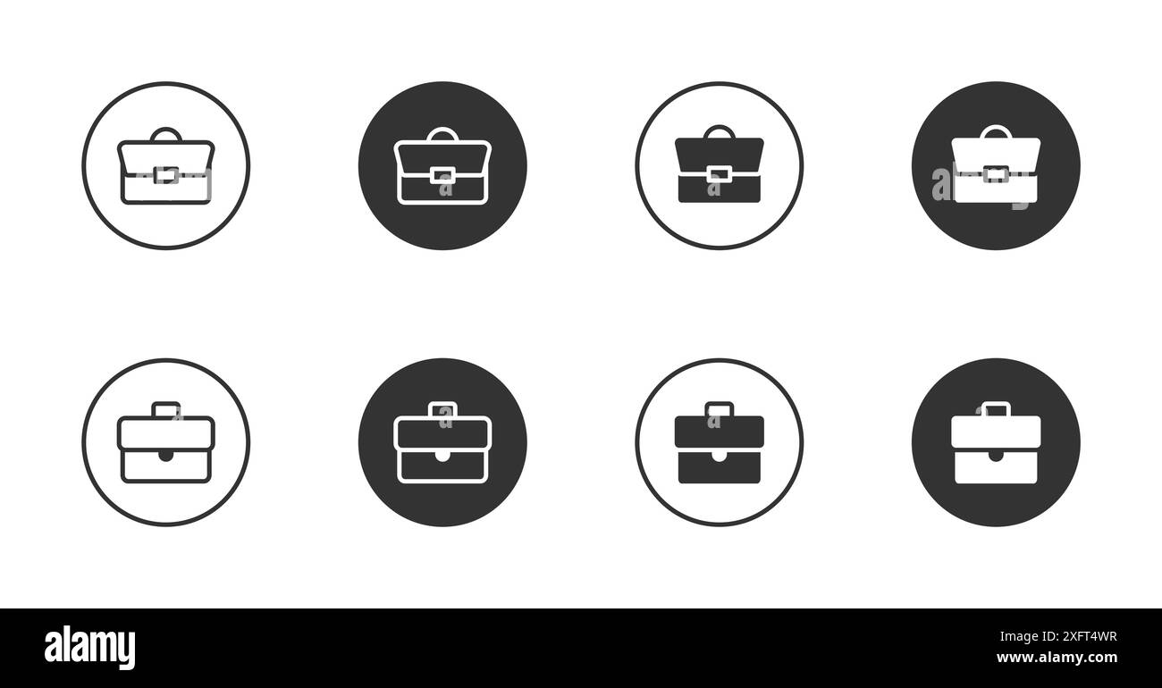 Business briefcase icons set. Bag and portfolio symbol. Flat vector ...