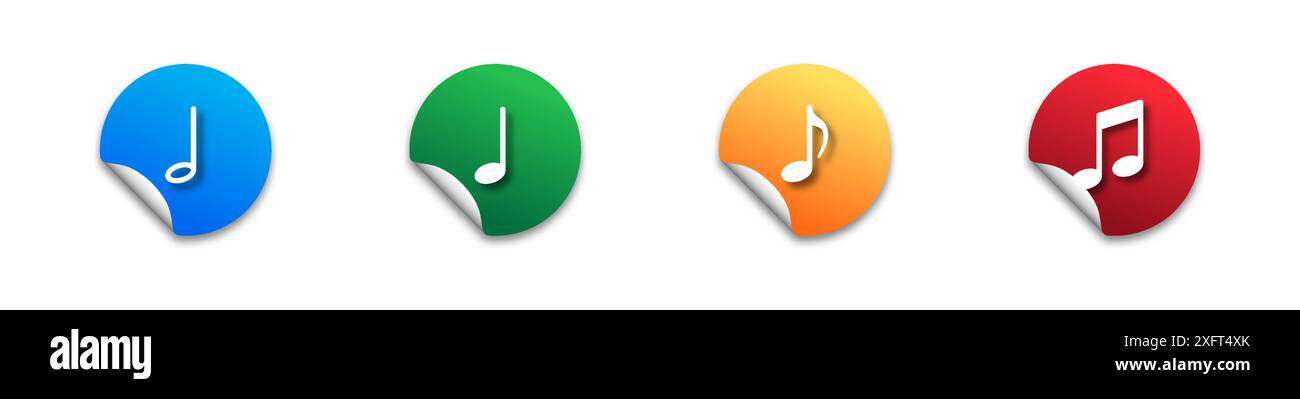 Music notes icons set. Stickers with music notes. Flat vector ...