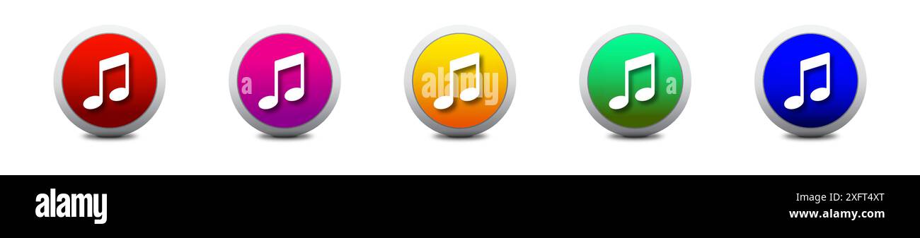 Music notes 3d buttons. Flat vector illustration Stock Vector Image ...