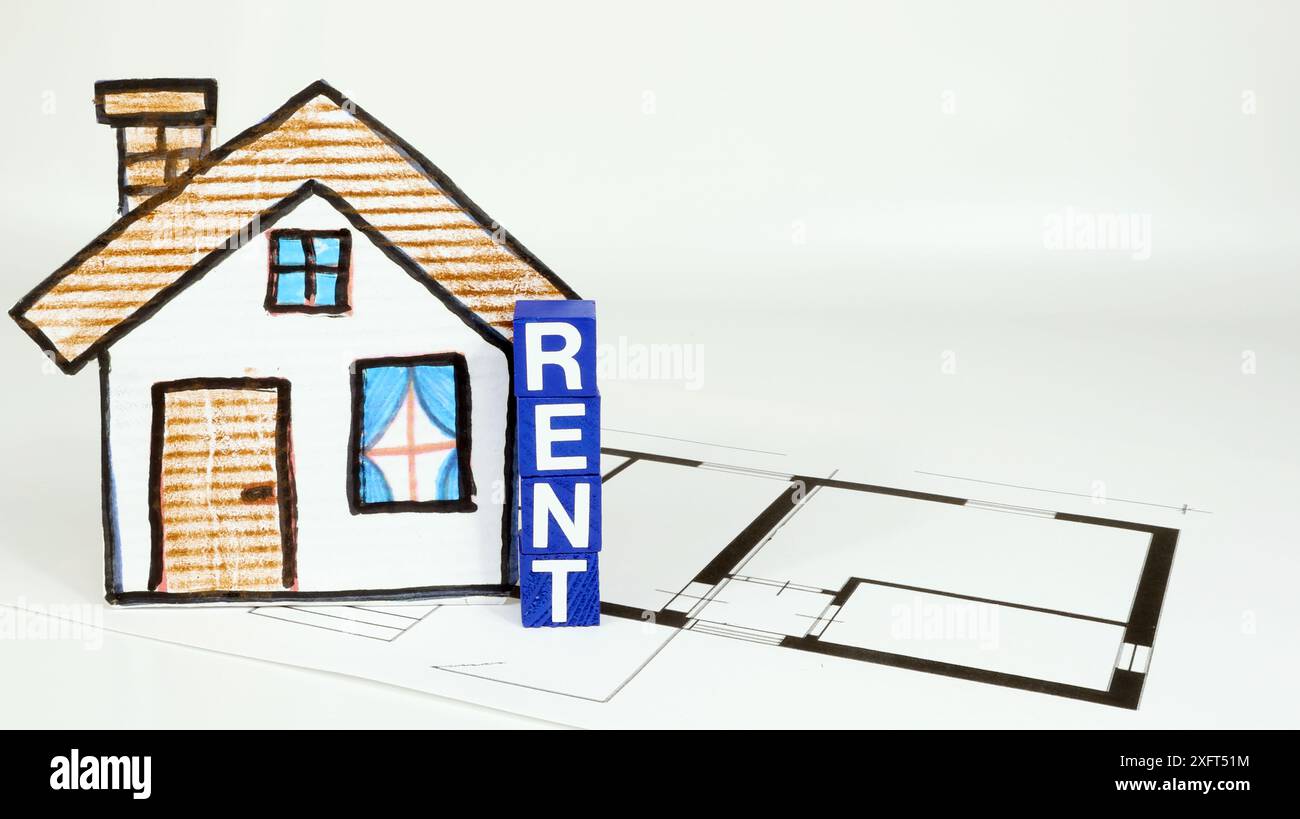 House for sale with written "RENT" 3D stacked house and apartment ...