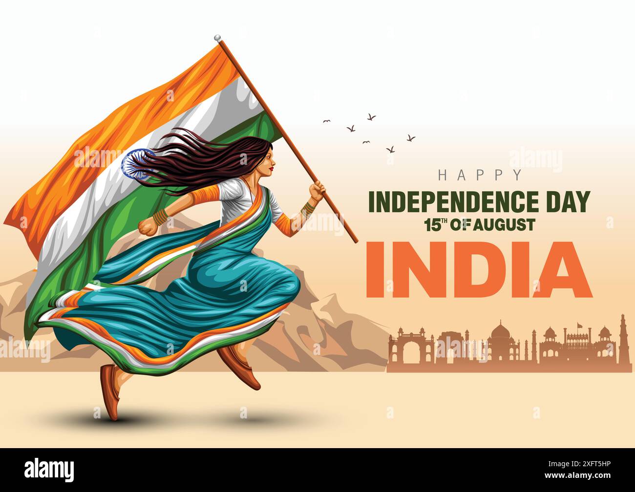 happy independence day India.15th August background. Indian woman ...