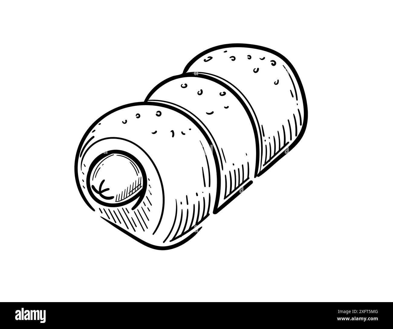 Sausage in dough roll bun vector illustration isolated on white ...
