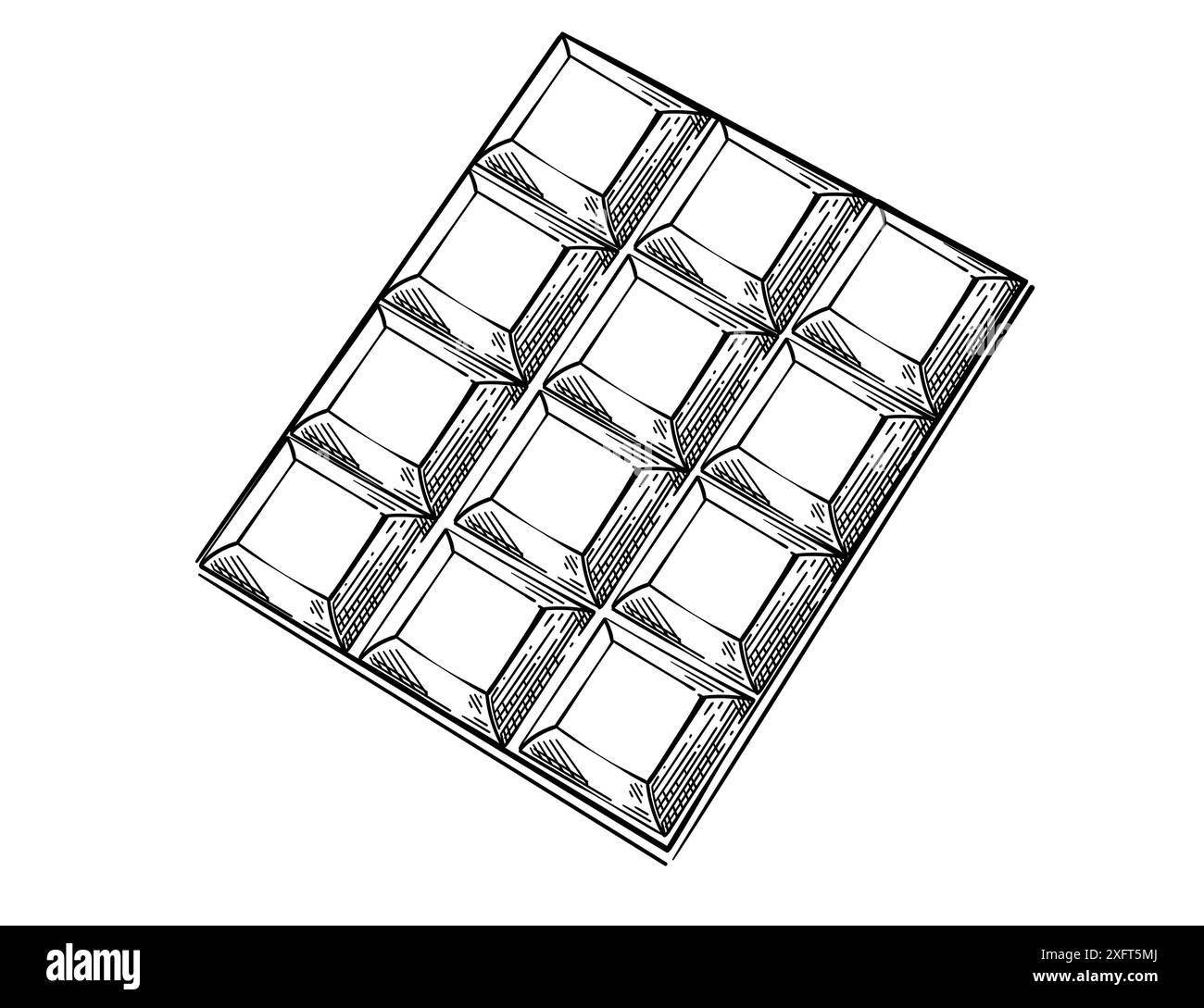 Hand drawn sweet chocolate bar. Monochrome sketch vector illustration ...