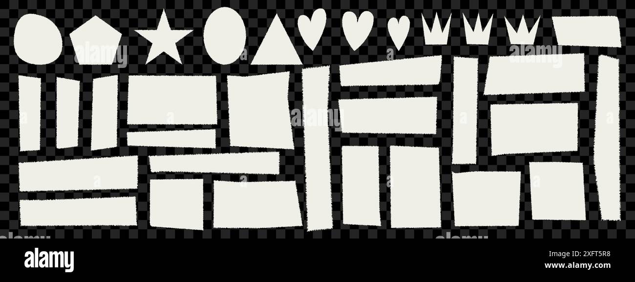 Torn paper frames with jagged edges. Trendy elements for collage ...