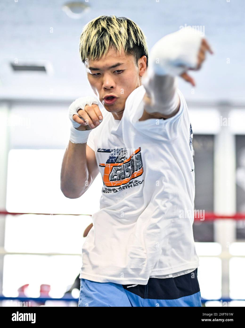 Tenshin Nasukawa, pro-boxer of Japan during a public workout at in ...