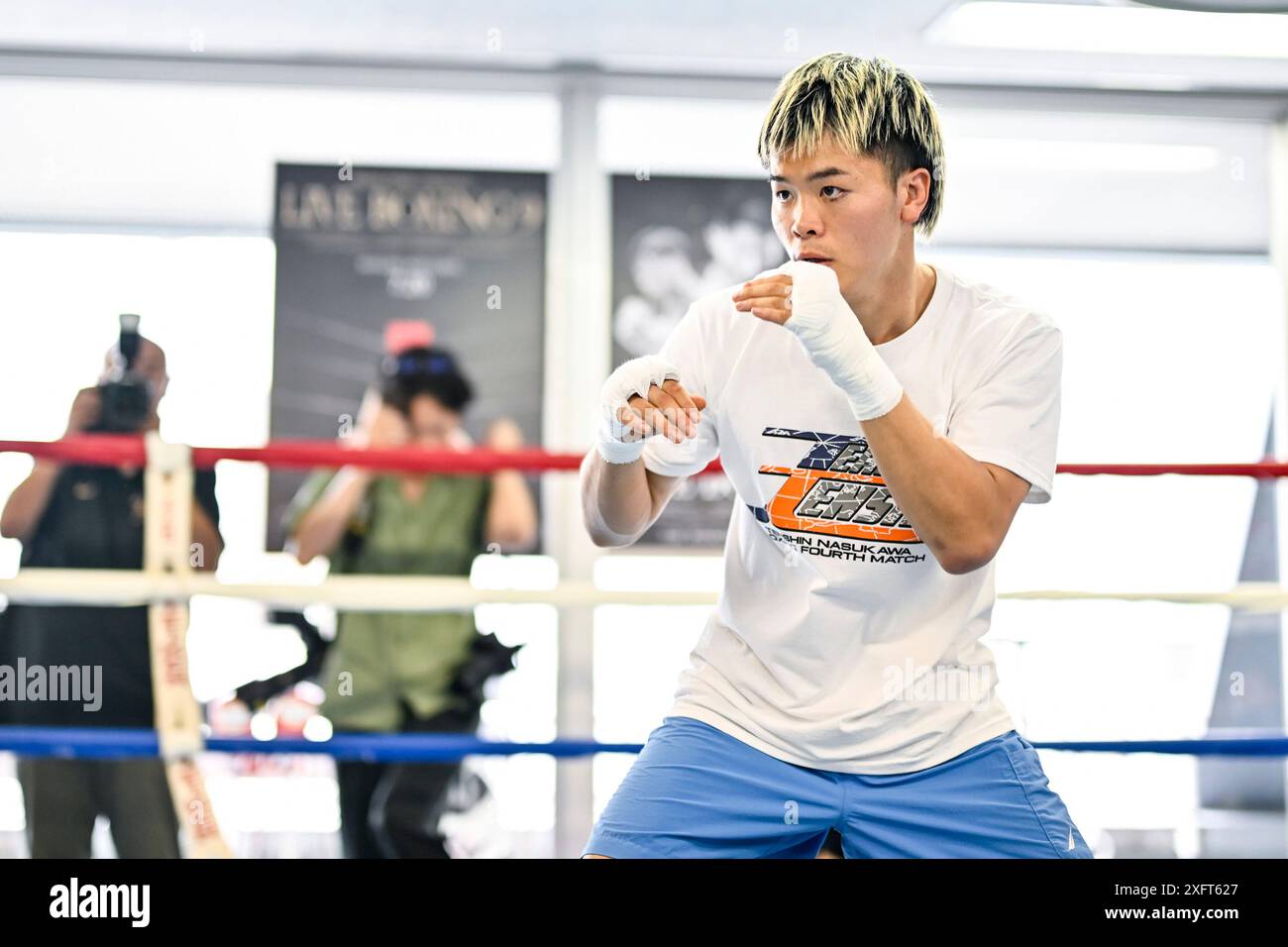 Tenshin Nasukawa, pro-boxer of Japan during a public workout at in ...