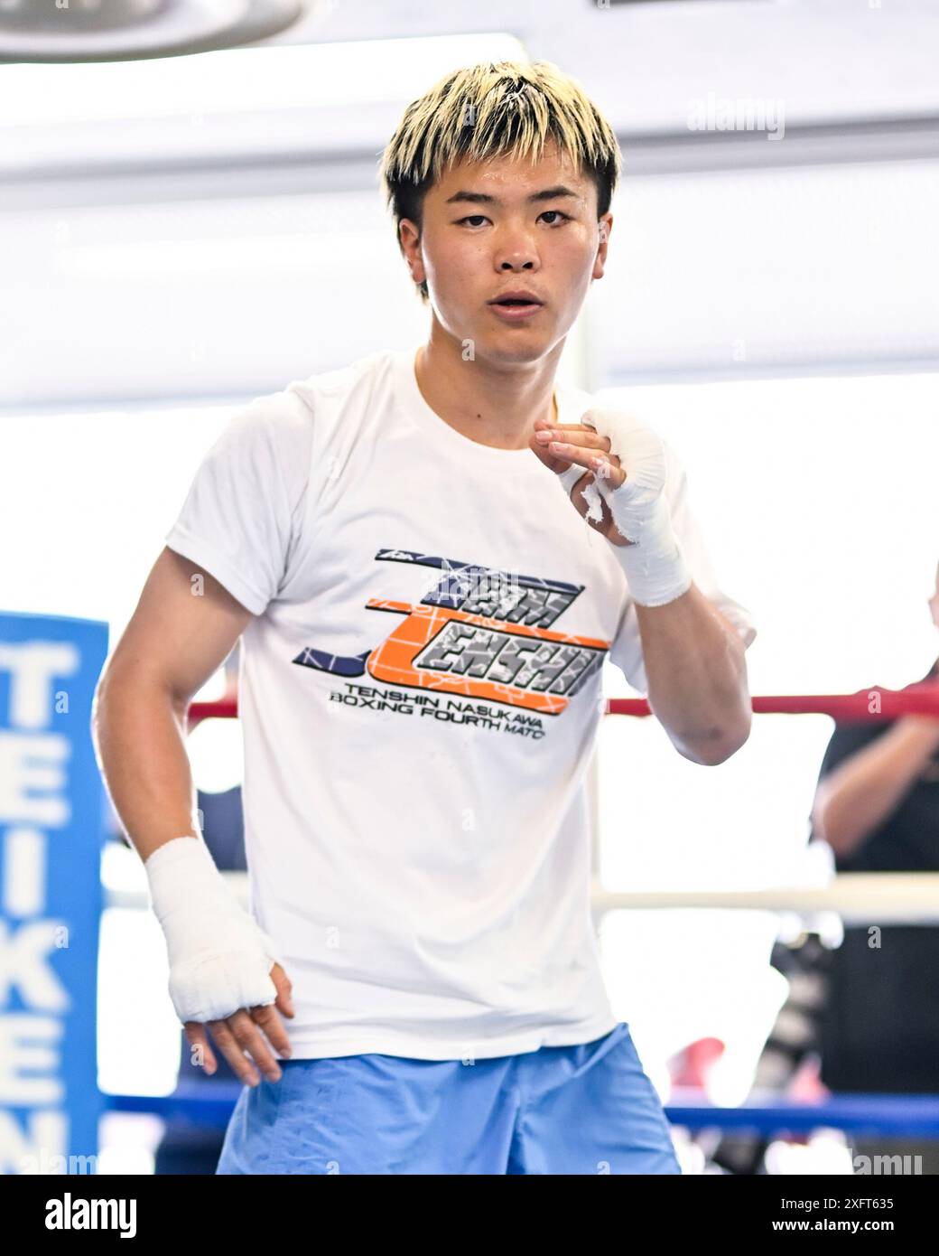 Tenshin Nasukawa, pro-boxer of Japan during a public workout at in ...