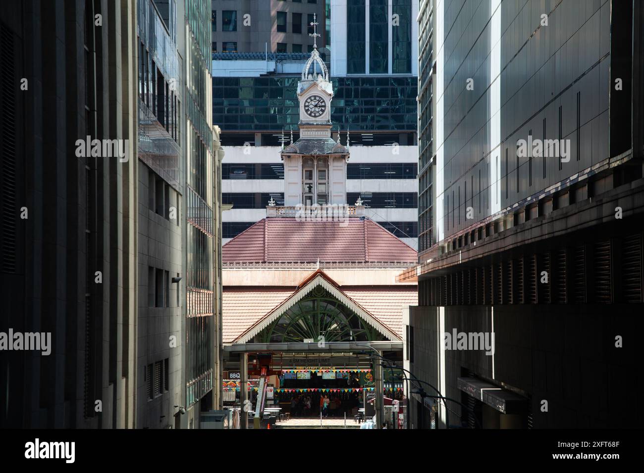 Lau Pa Sat and it distinctive clock tower, a national monument in ...