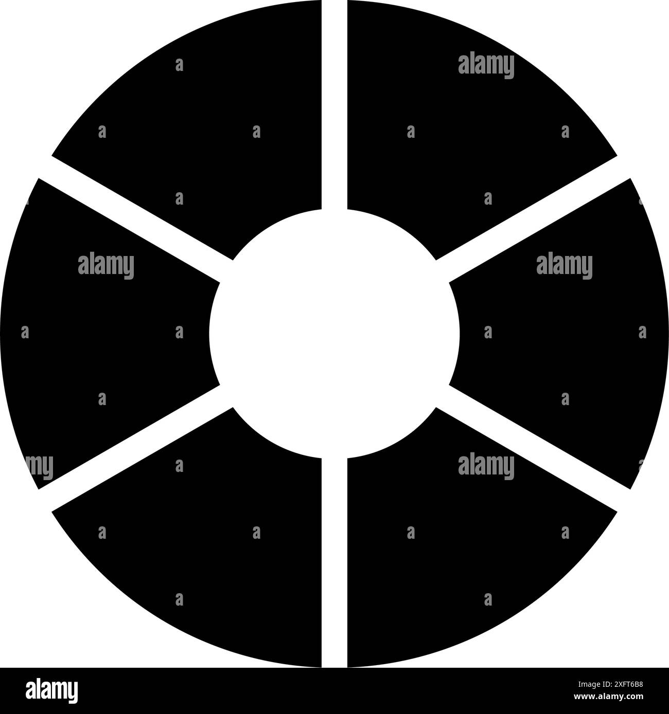 Circle division infographic icon. Pie chart divided six equal parts. Pizza or donut round ...