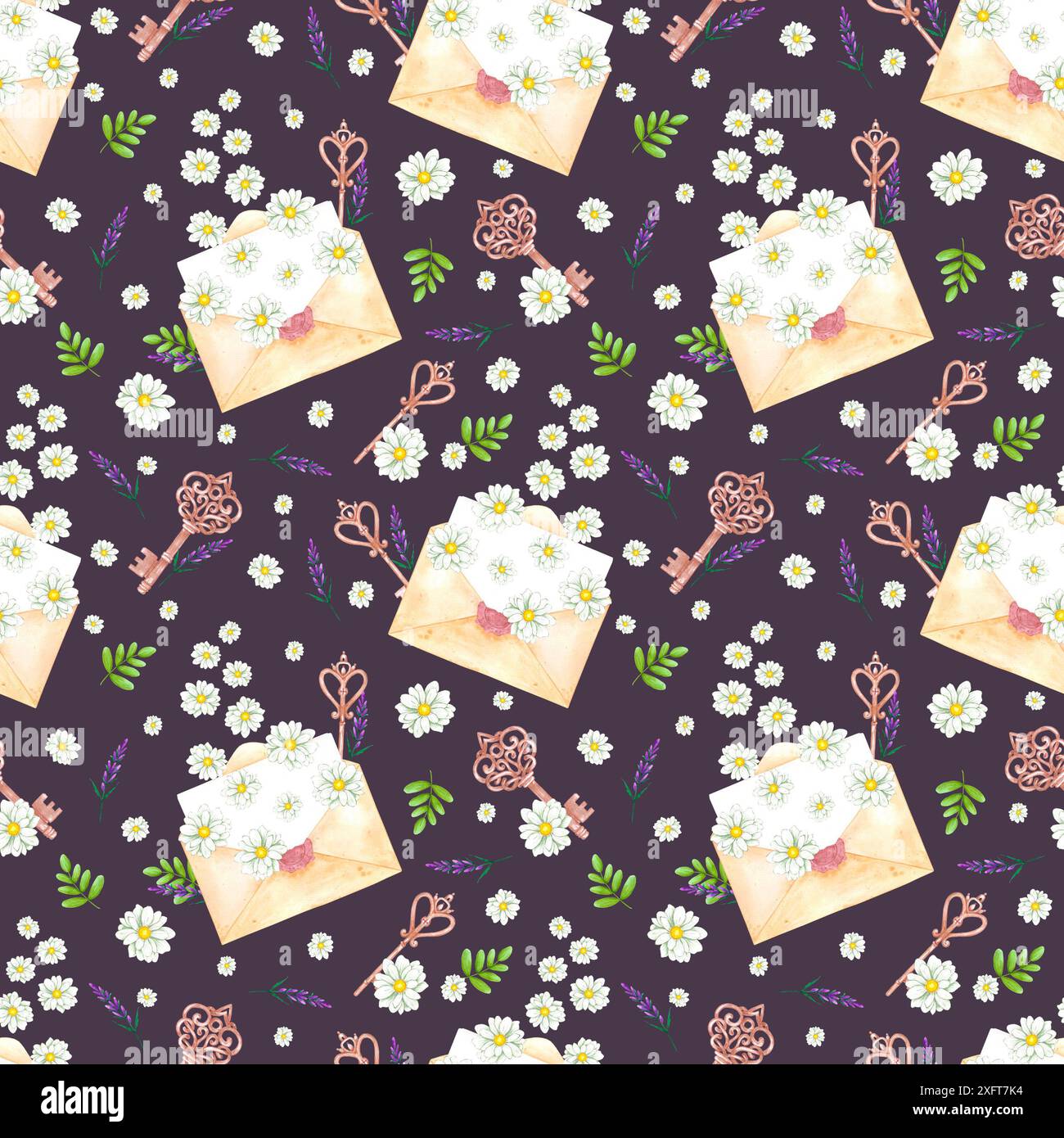 Vintage keys seamless pattern Cut Out Stock Images & Pictures - Alamy