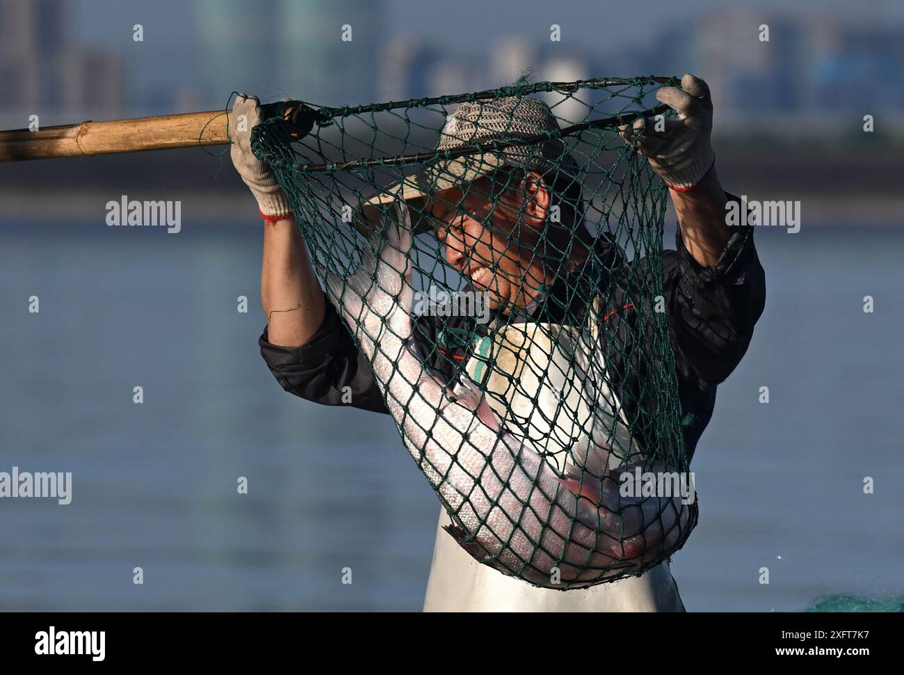 Hangzhou, China. On July 5, 2024, fishermen caught a big fish in the ...