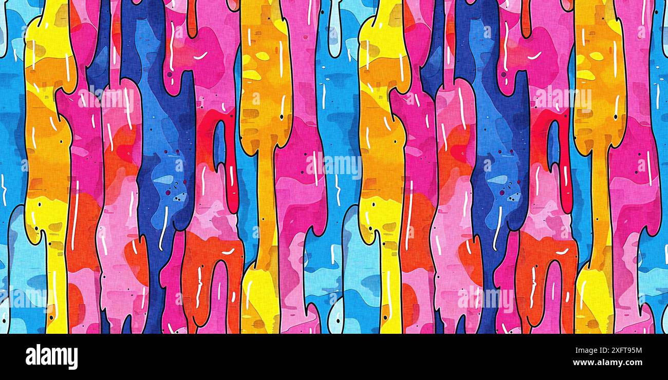 Fun dripping paint effect digital banner pattern with whimsical ink ...