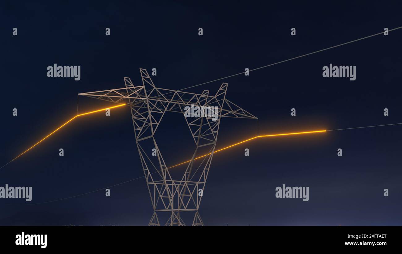 Transmission of electricity through high voltage wires Stock Photo - Alamy